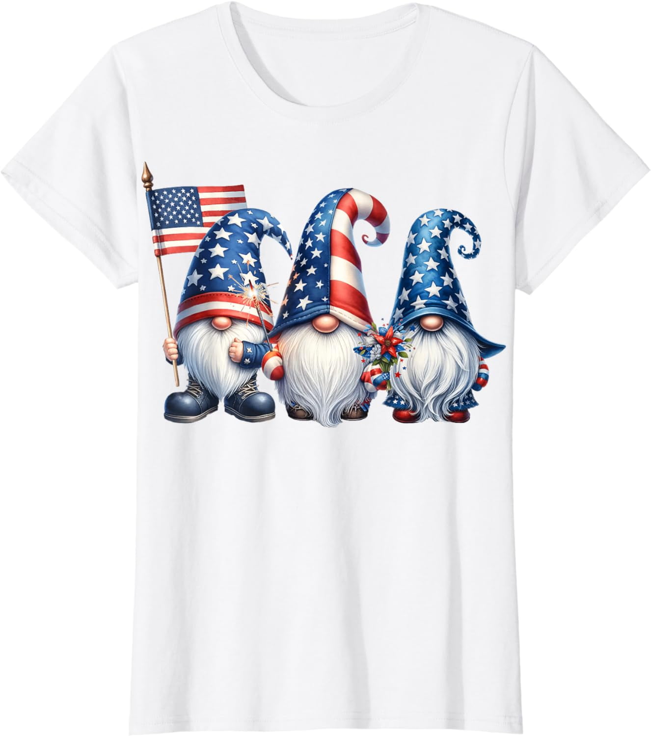 4th of July USA Flag Gnomes Patriot Independence Day America T-Shirt ...