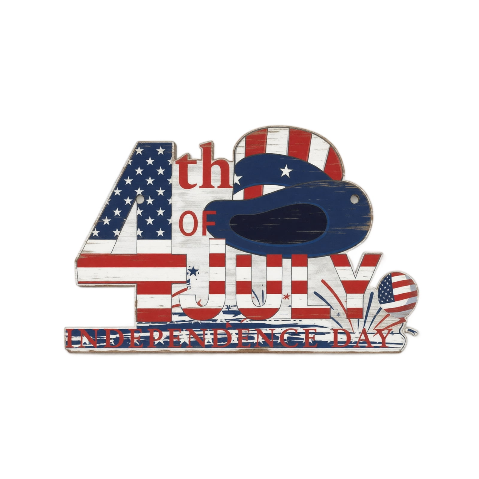 4th of July USA Independence Day Wooden Door Hanger Sign, Red White and ...