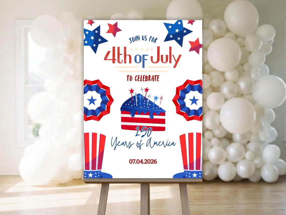 4th of July USA Welcome Sign America 250th Anniversary Party Unframed ...