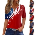 4th of July V Neck Shirts for Women Casual American Flag USA Graphic ...