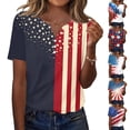 4th of July V Neck Shirts for Women Casual American Flag USA Graphic ...