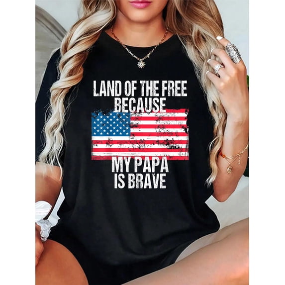4th of July Vintage American Flag Land of the Free Papa Women Men T ...