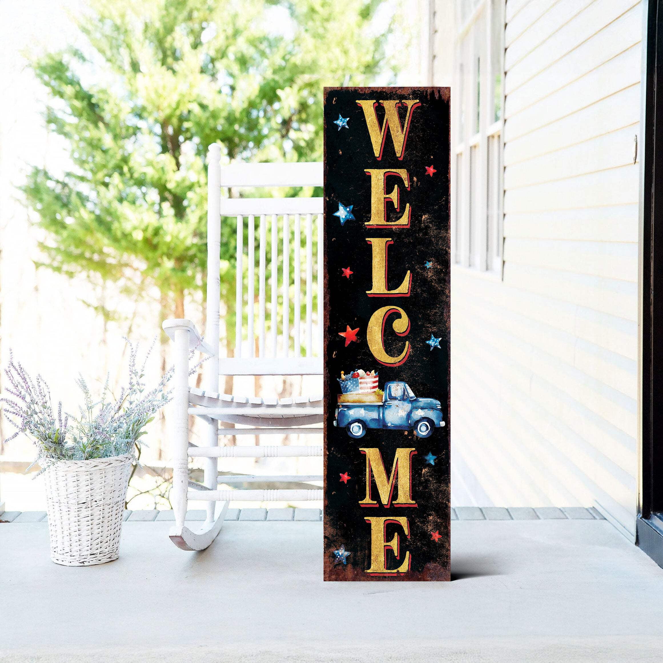 4th of July Welcome Porch Sign Entryway Decor | UV Print | Front Porch ...