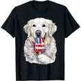 4th of July White English Cream Golden Retriever Popsicle T-Shirt ...