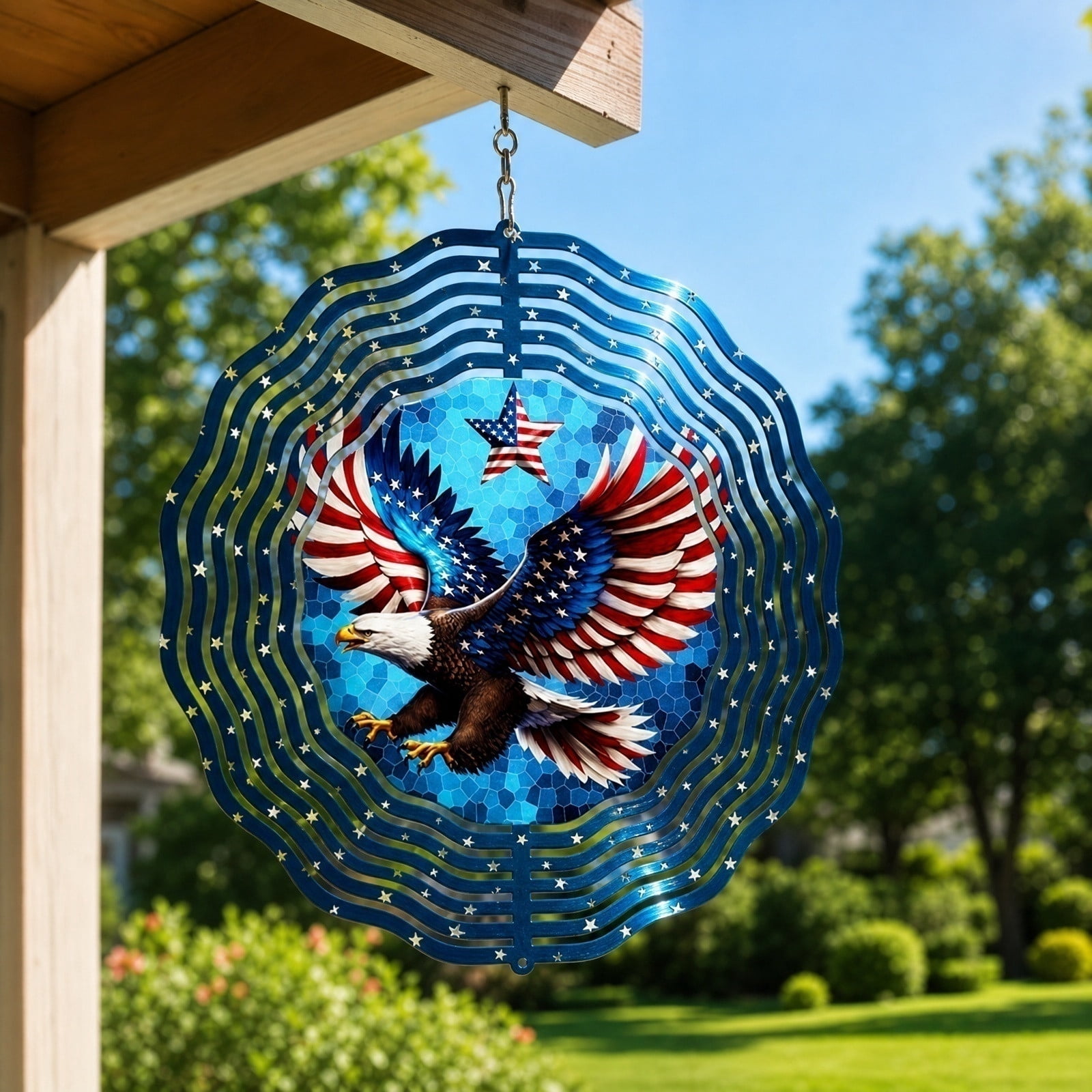 4th of July Wind Sculptures & Spinners Outdoor 11.8in, Patriotic ...