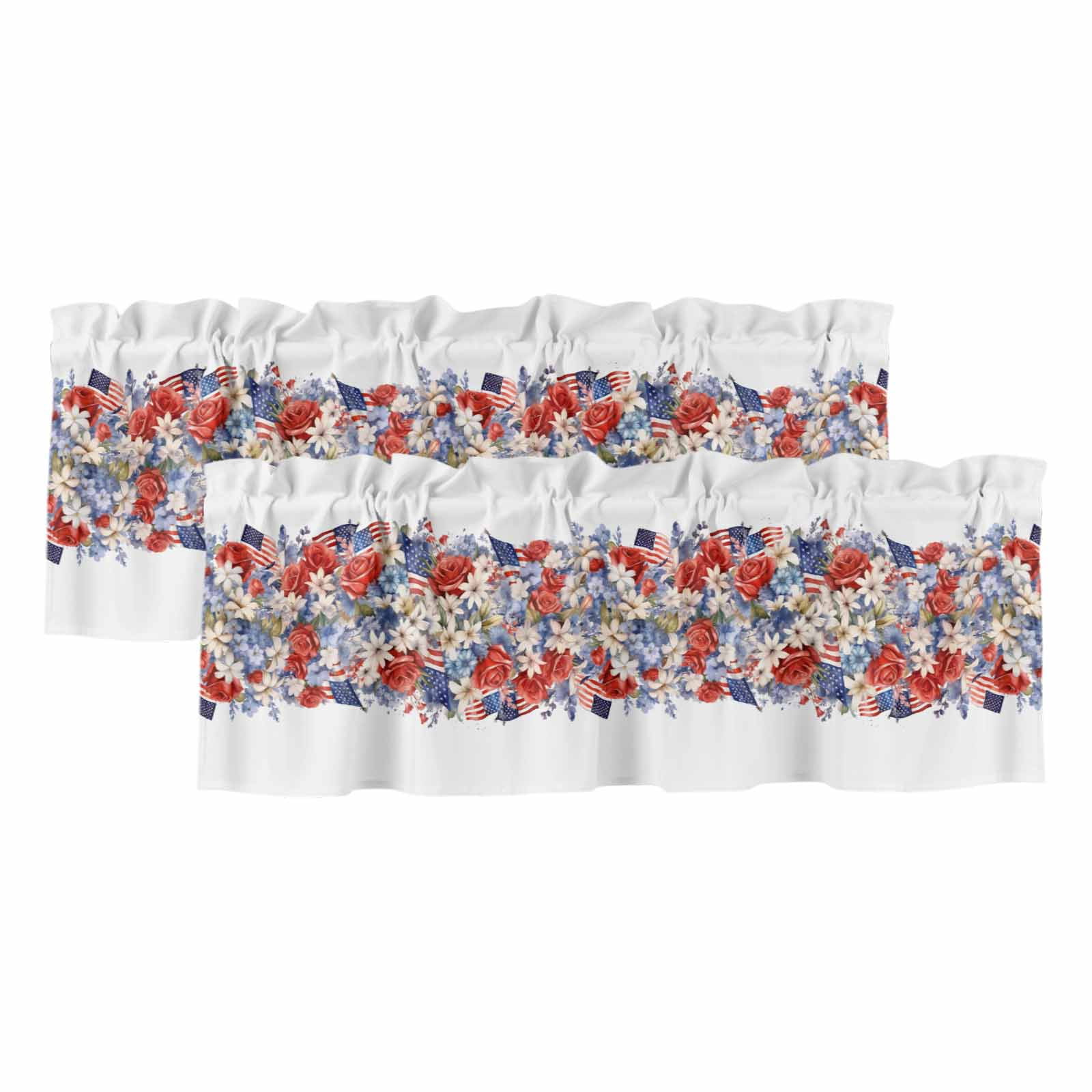 4th of July Window Valance, Independence Day 2 Pack Decorative Curtain ...