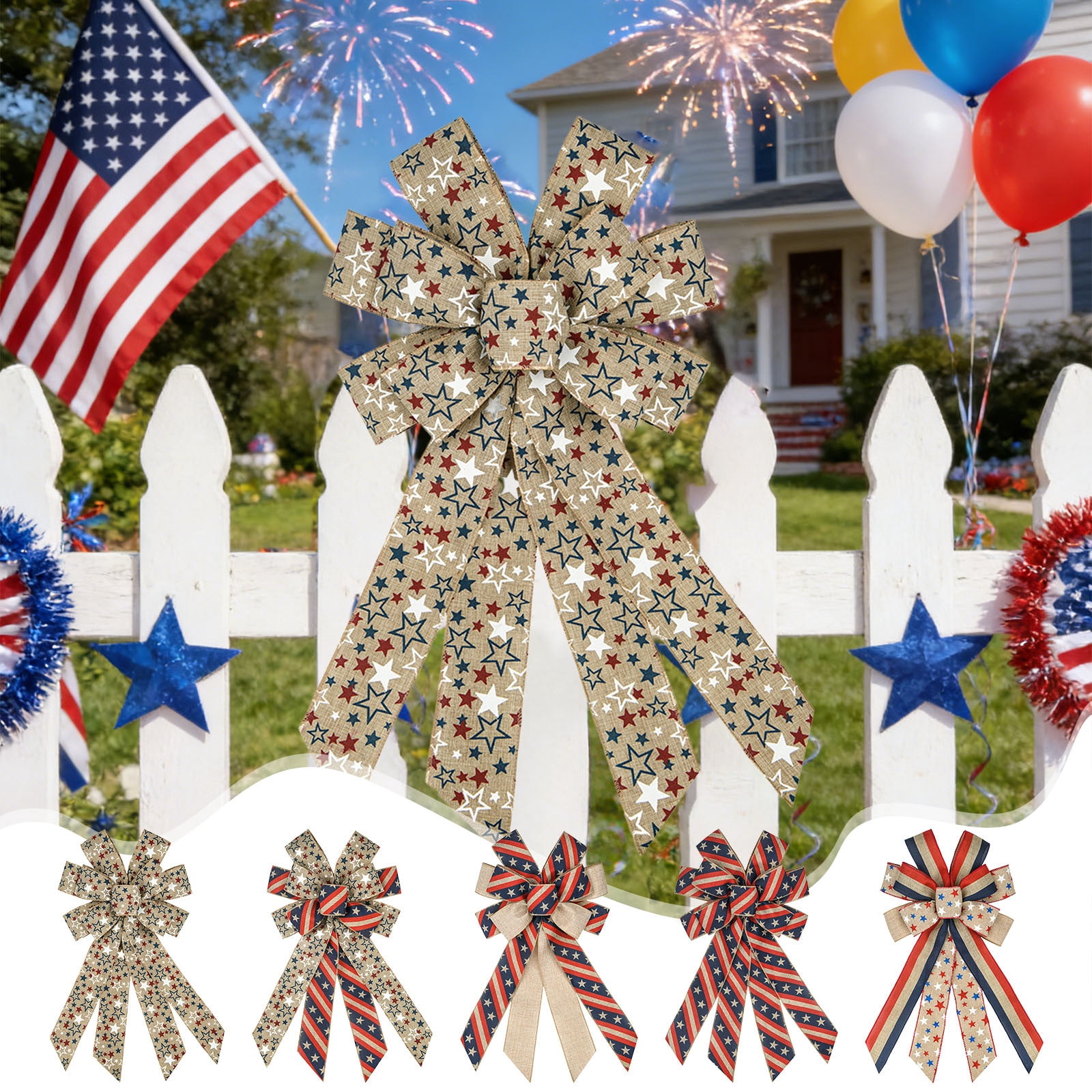 4th of July Wired Edge Ribbon, Independence Day Decorative Ribbon ...