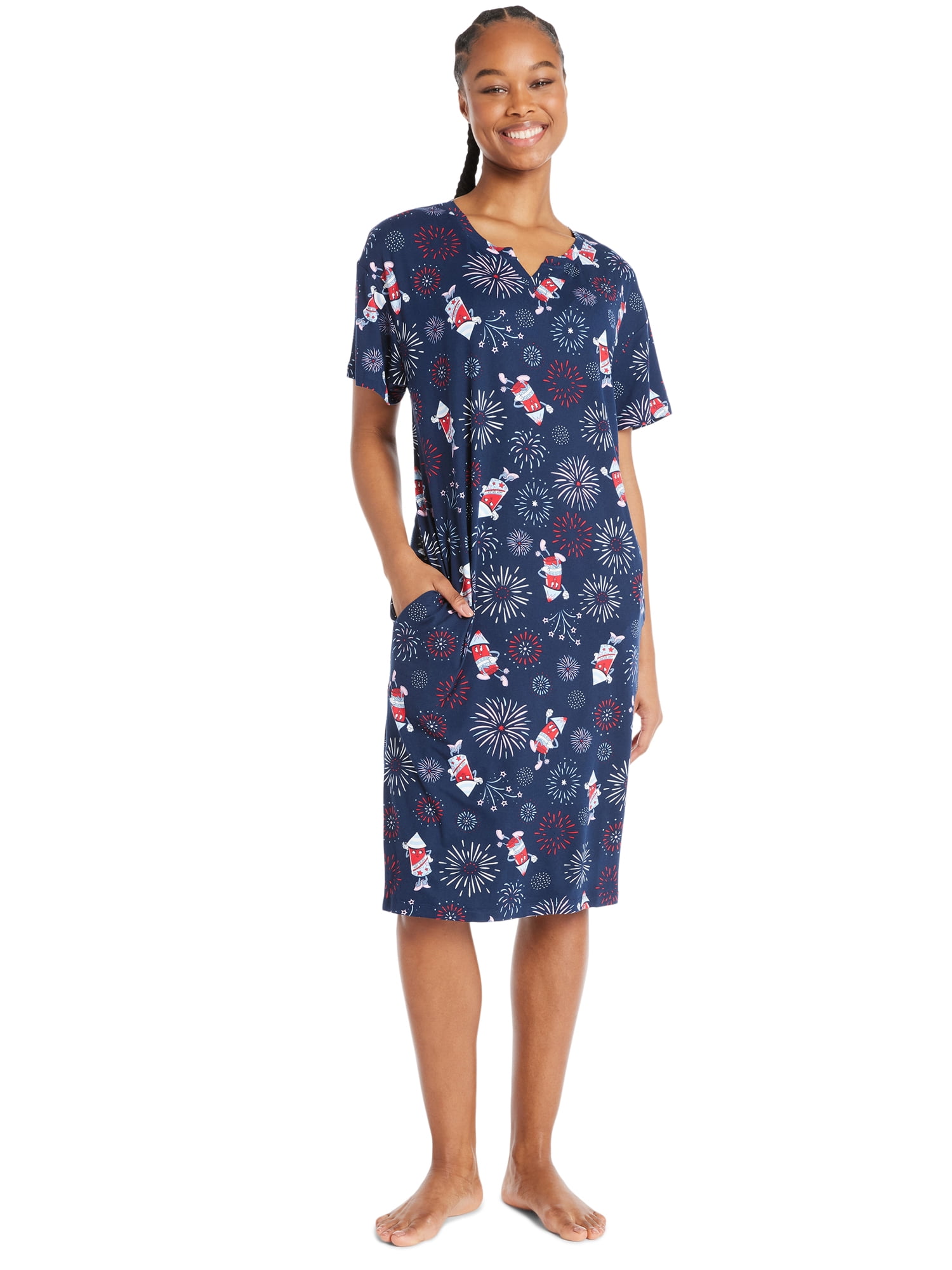 Way to Celebrate Women's Americana Lounger Sleepshirt, Sizes S to 3X ...