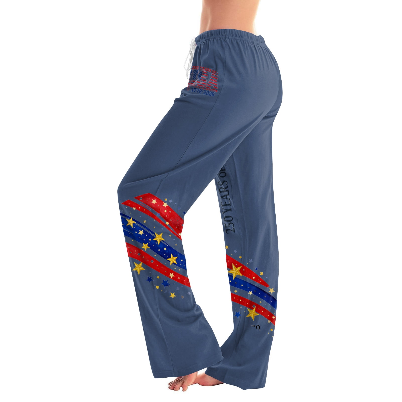 4th of July Women's Pajama Pants Loose Fit Wide Leg Elastic Waist Sleep ...