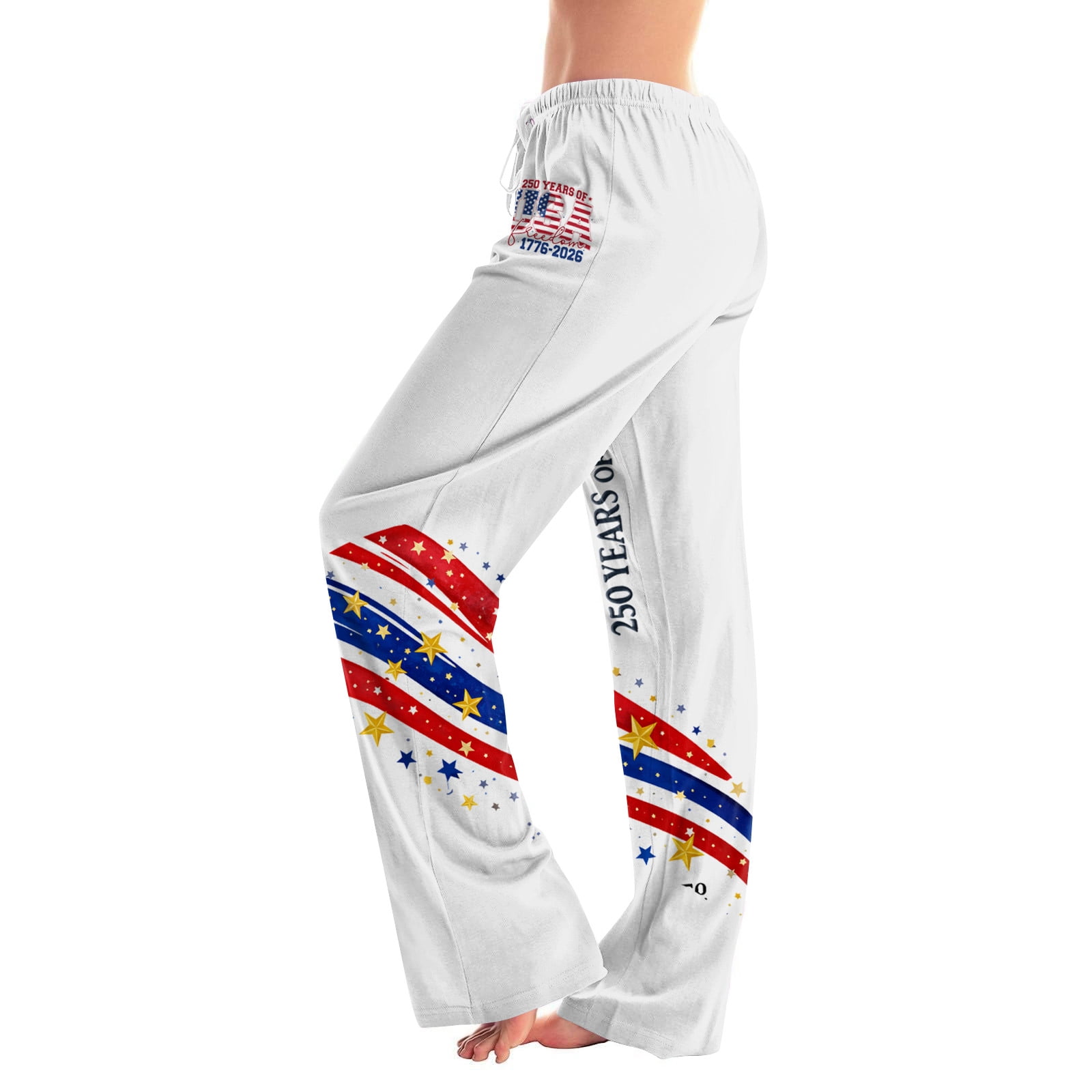 4th of July Women's Pajama Pants Loose Fit Wide Leg Elastic Waist Sleep ...
