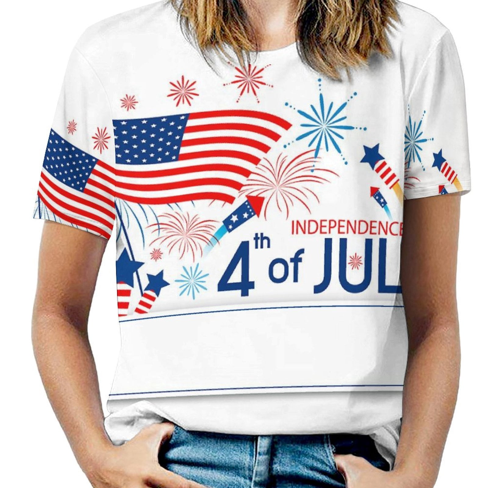 4th of July Women's Short Sleeve Tops Casual Blouses T Shirt - Walmart.com