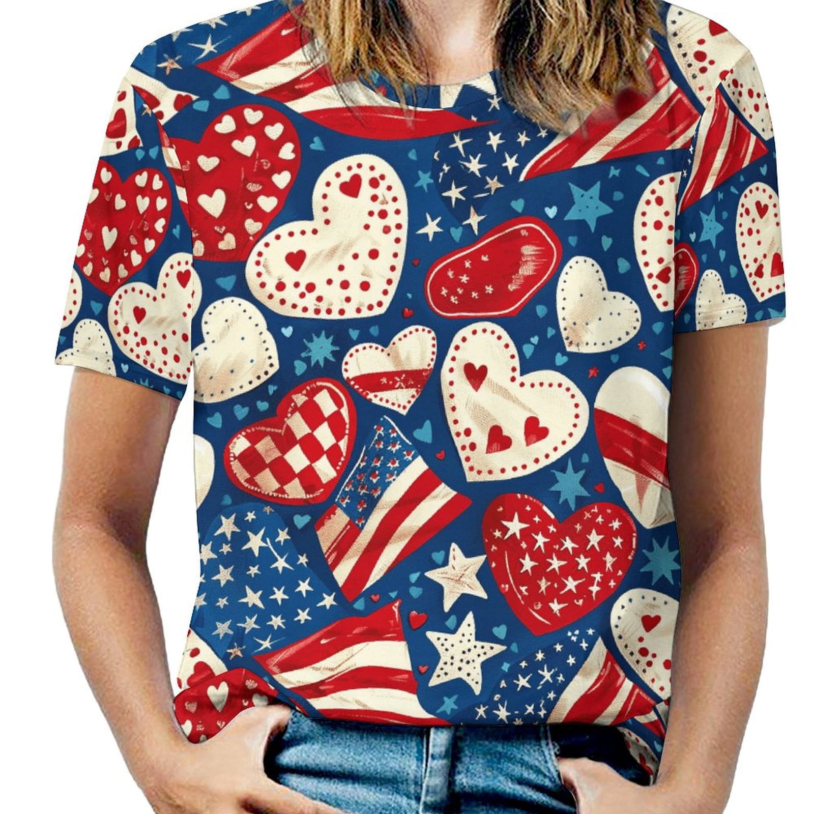 4th of July Women's Short Sleeve Tops Casual Blouses T Shirt - Walmart.com
