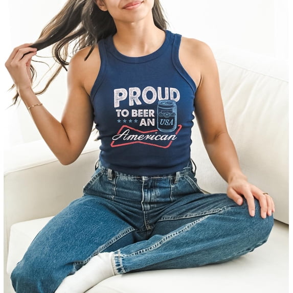 4th of July Womens Micro Rib Racer Tank Top, America Tank Top, Womens ...