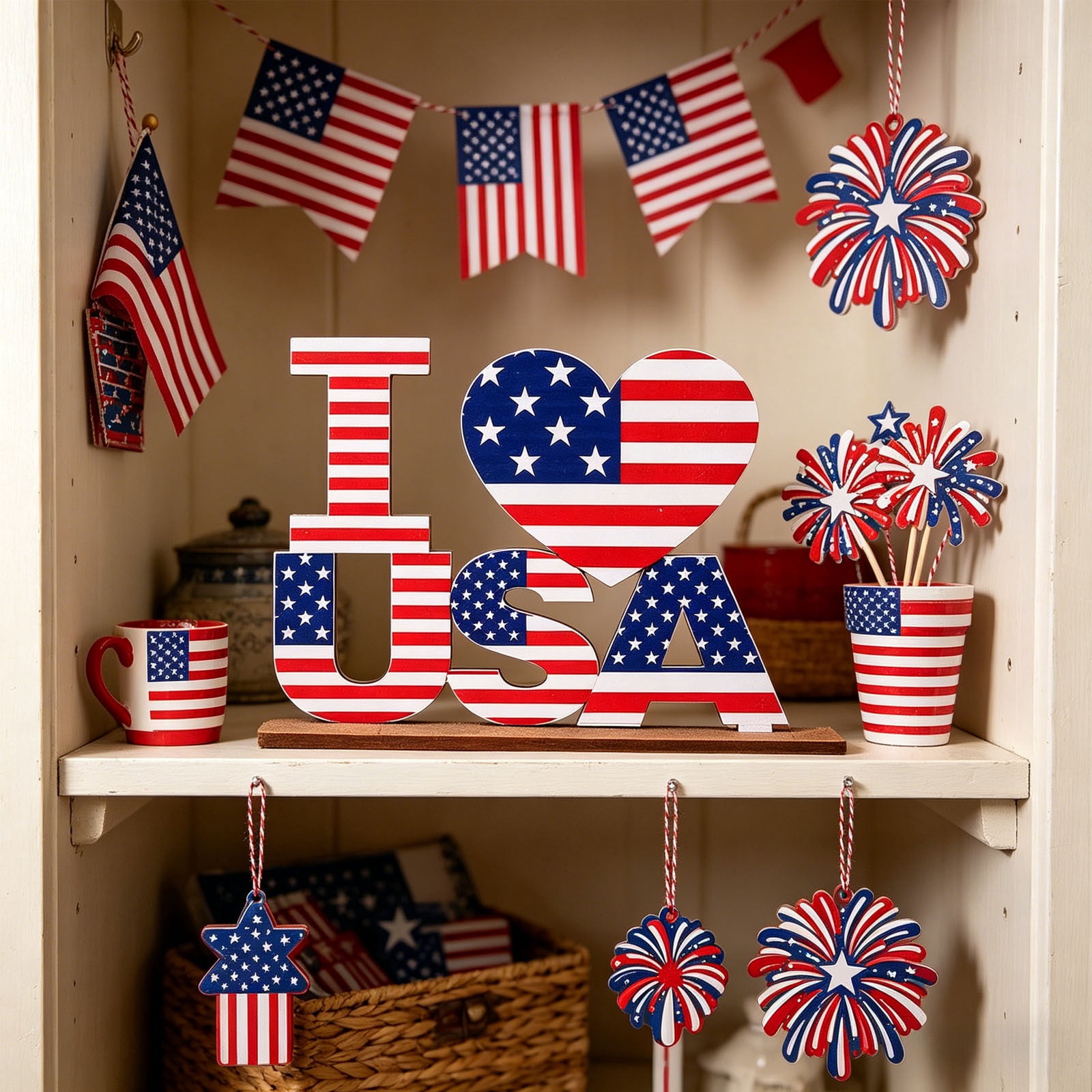 4th of July Wooden Table Decorations Set of 3, Patriotic Gnome ...