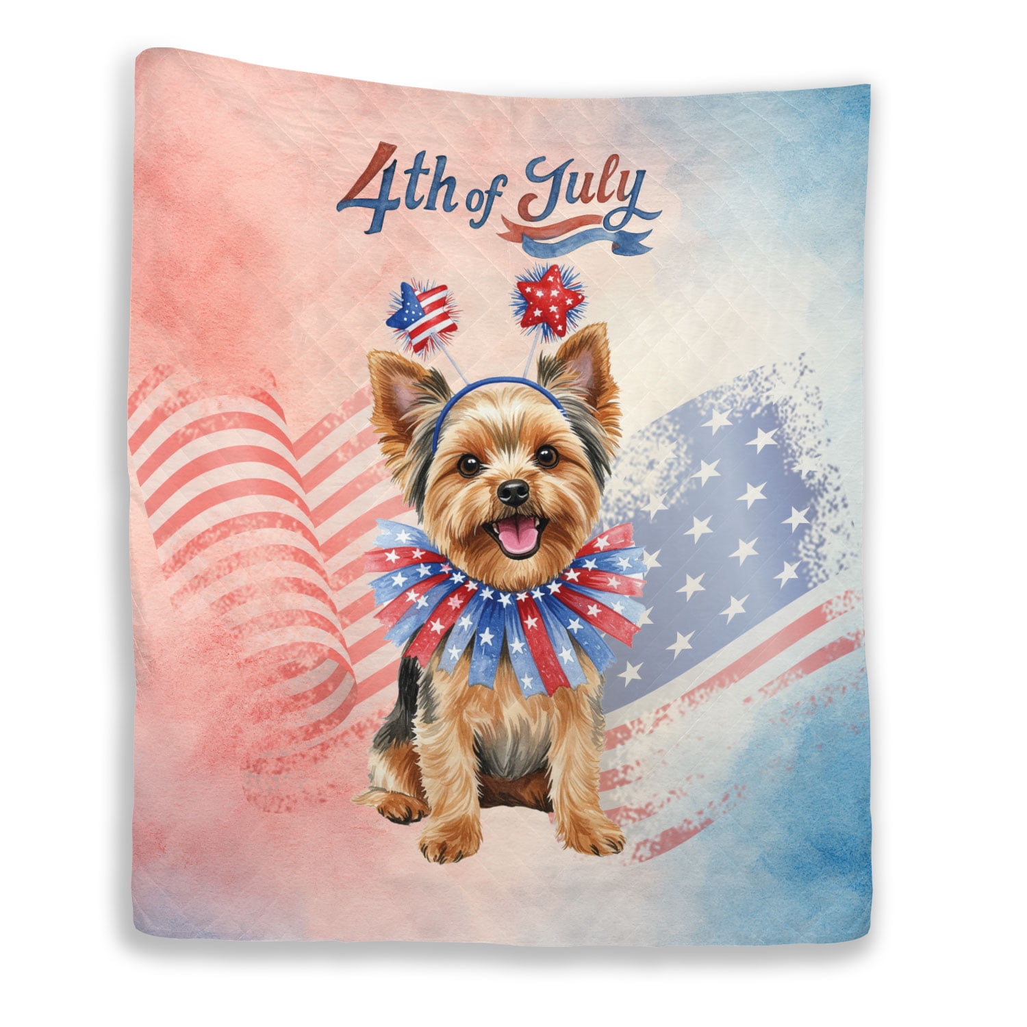 4th of July Yorkshire Terrier Celebrates Independence Day Quilt Blanket ...