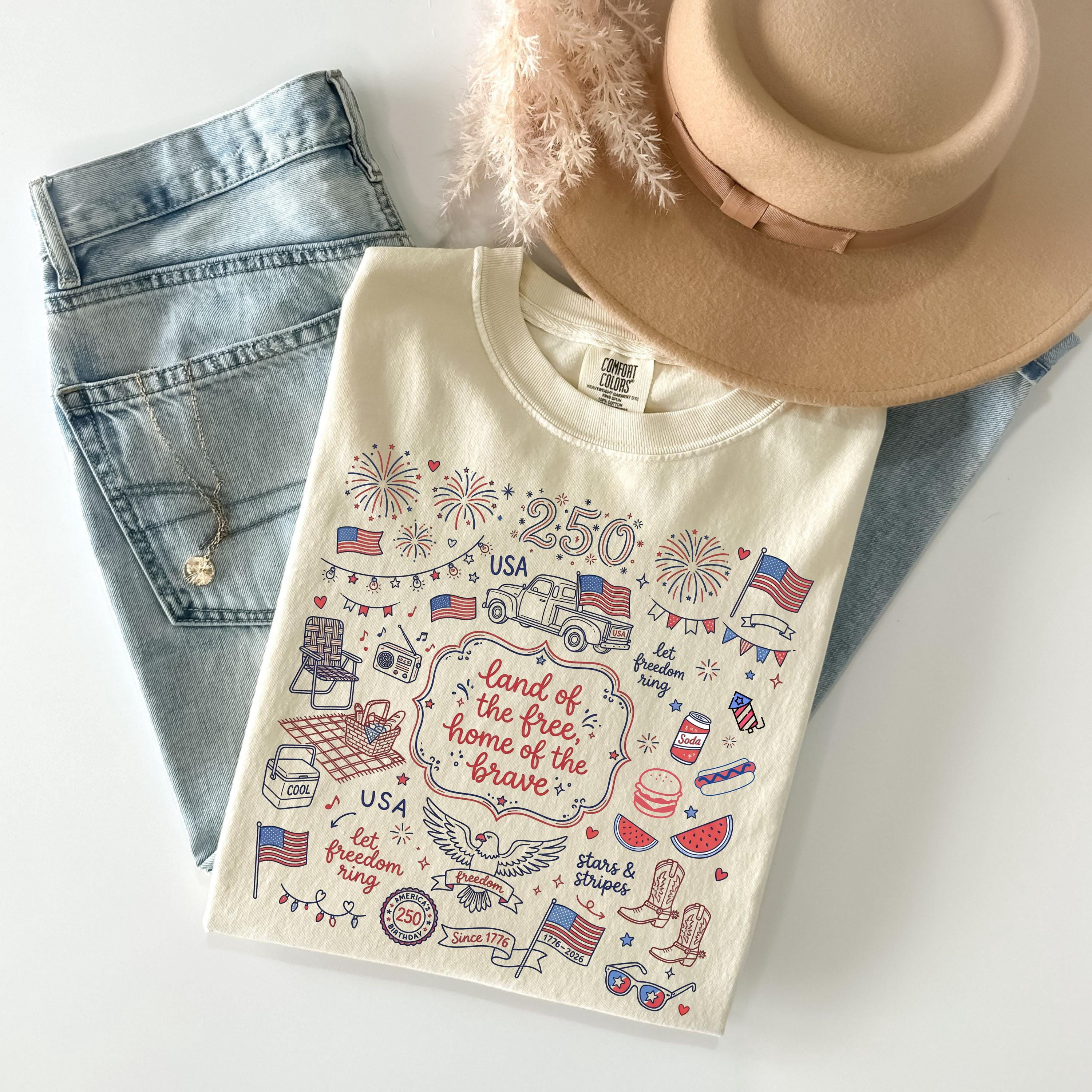 4th of July shirt 250th Anniversary Tshirt Patriotic Collage Artwork ...