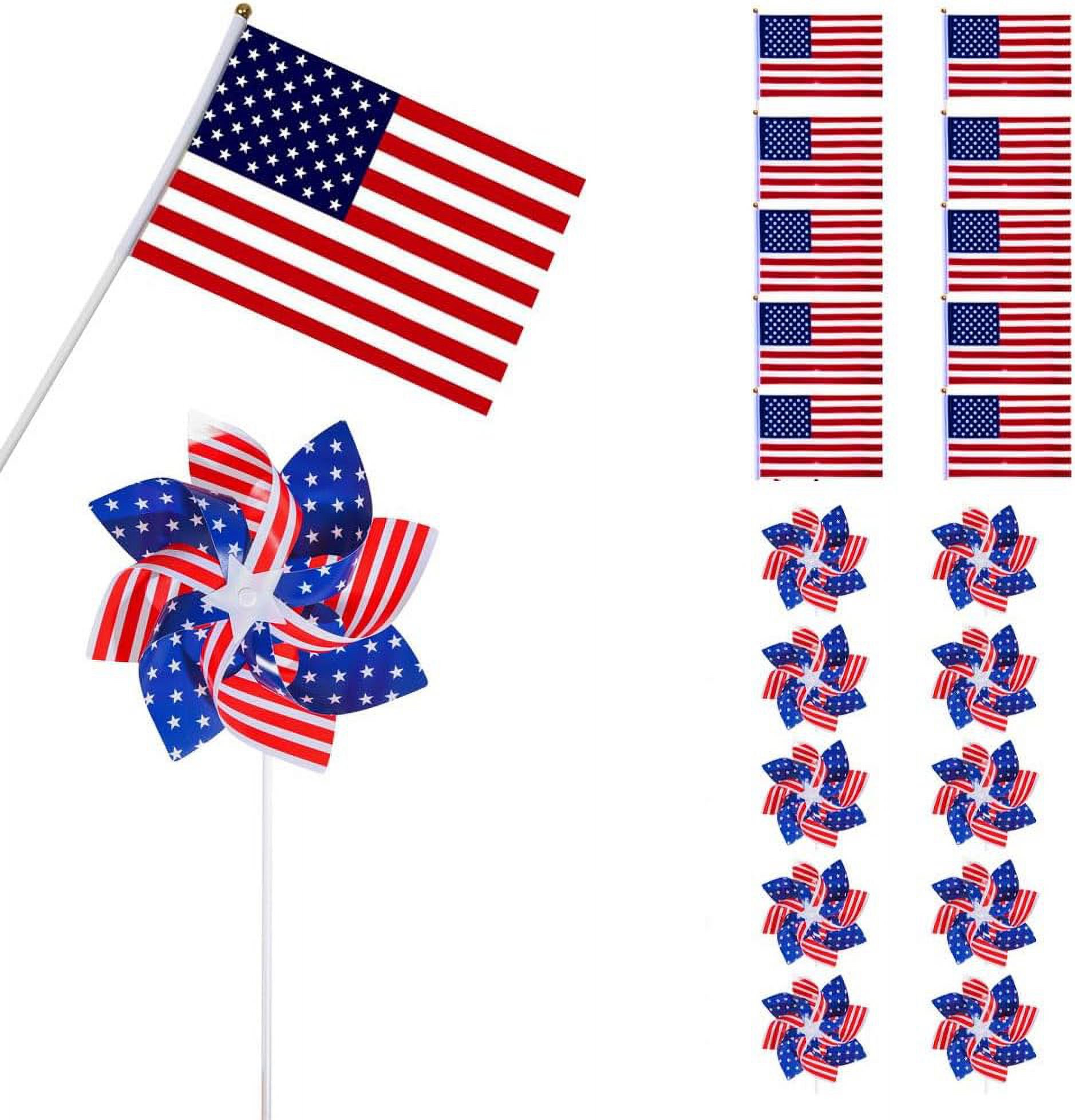 4th of July tions Pinwheels,10Pcs American Flag and 10Pcs Patriotic ...