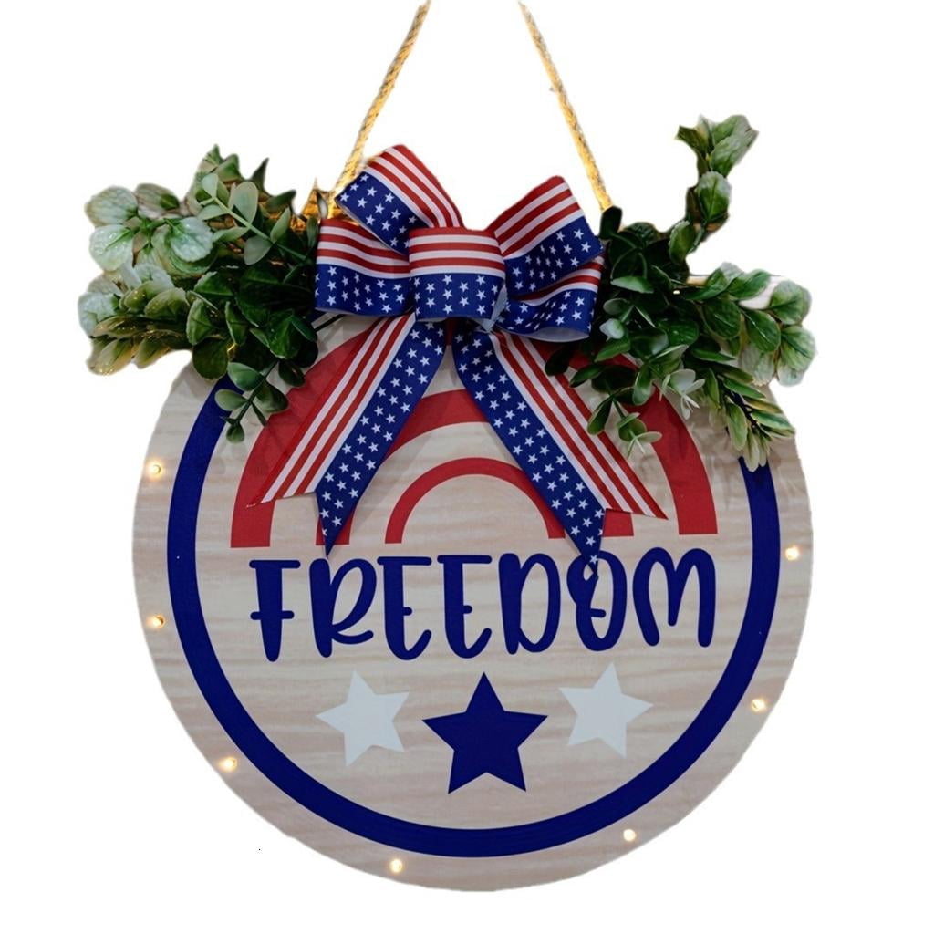 4th of Julys Door Sign Decorations Memorials Day Wreath Star Patriotics ...
