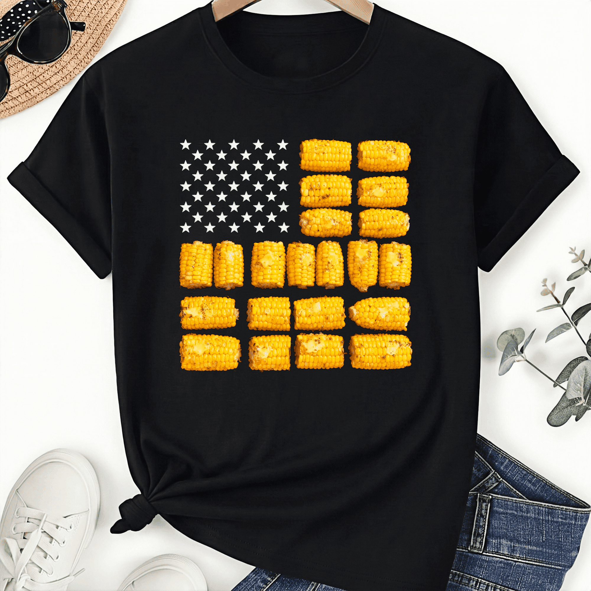 4th of july American Flag Corn On The Cob BBQ Unisex T-Shirt Suitable ...