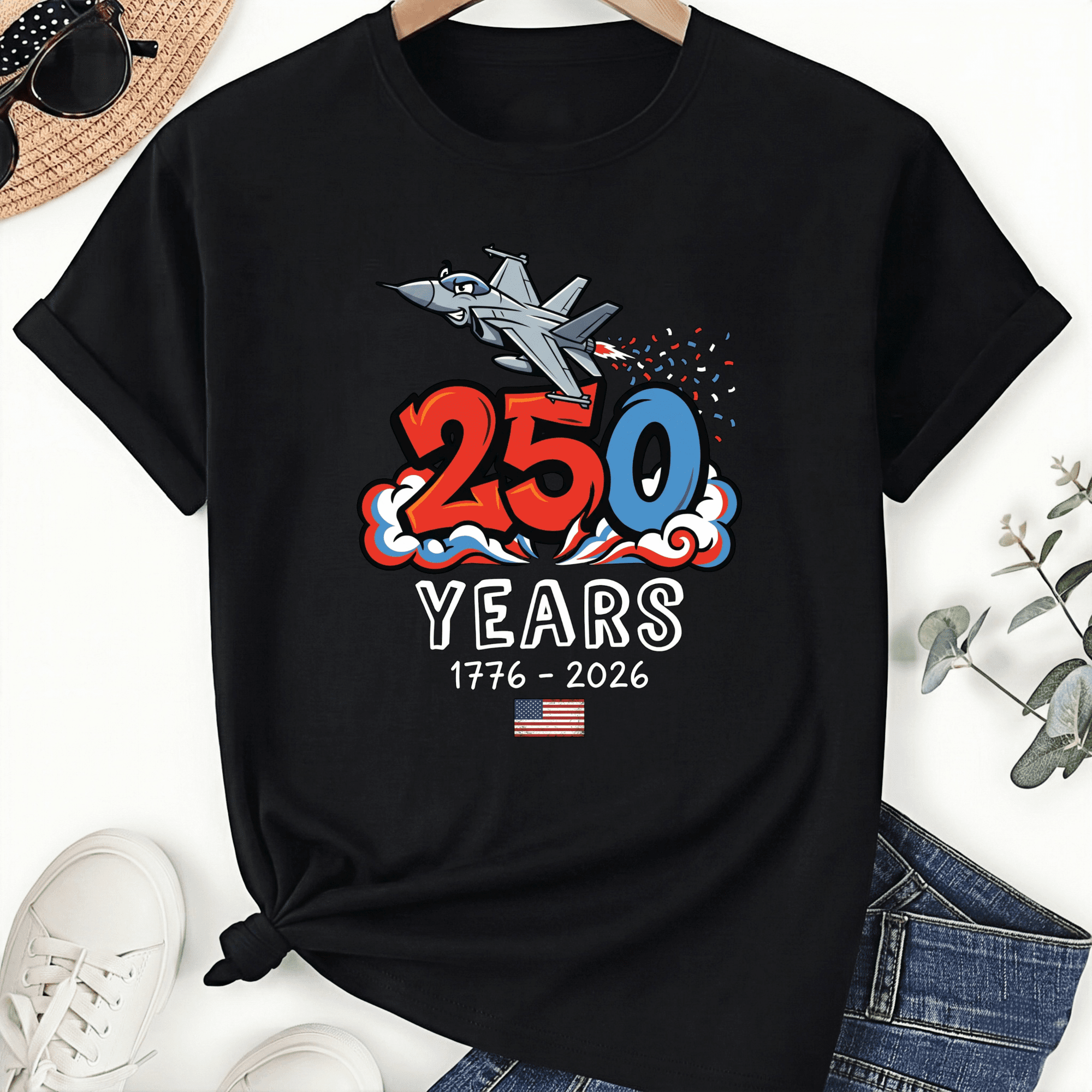 4th of july Cartoon Jet Confetti Unisex T-Shirt Suitable for Men and ...