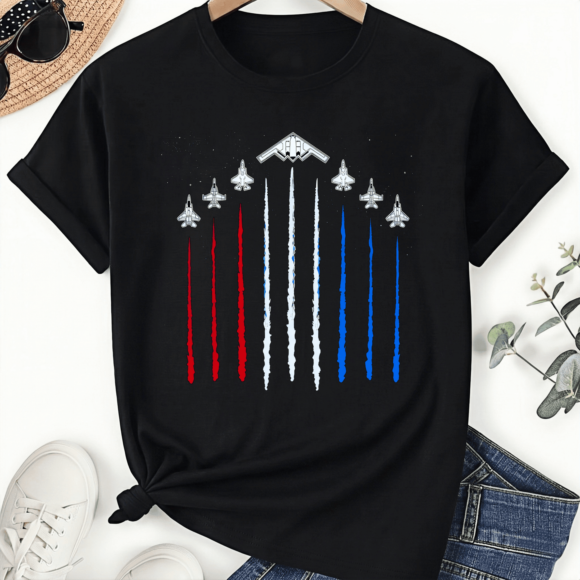 4th of july Fighter Jet Formation Stealth Bomber Unisex T-Shirt ...