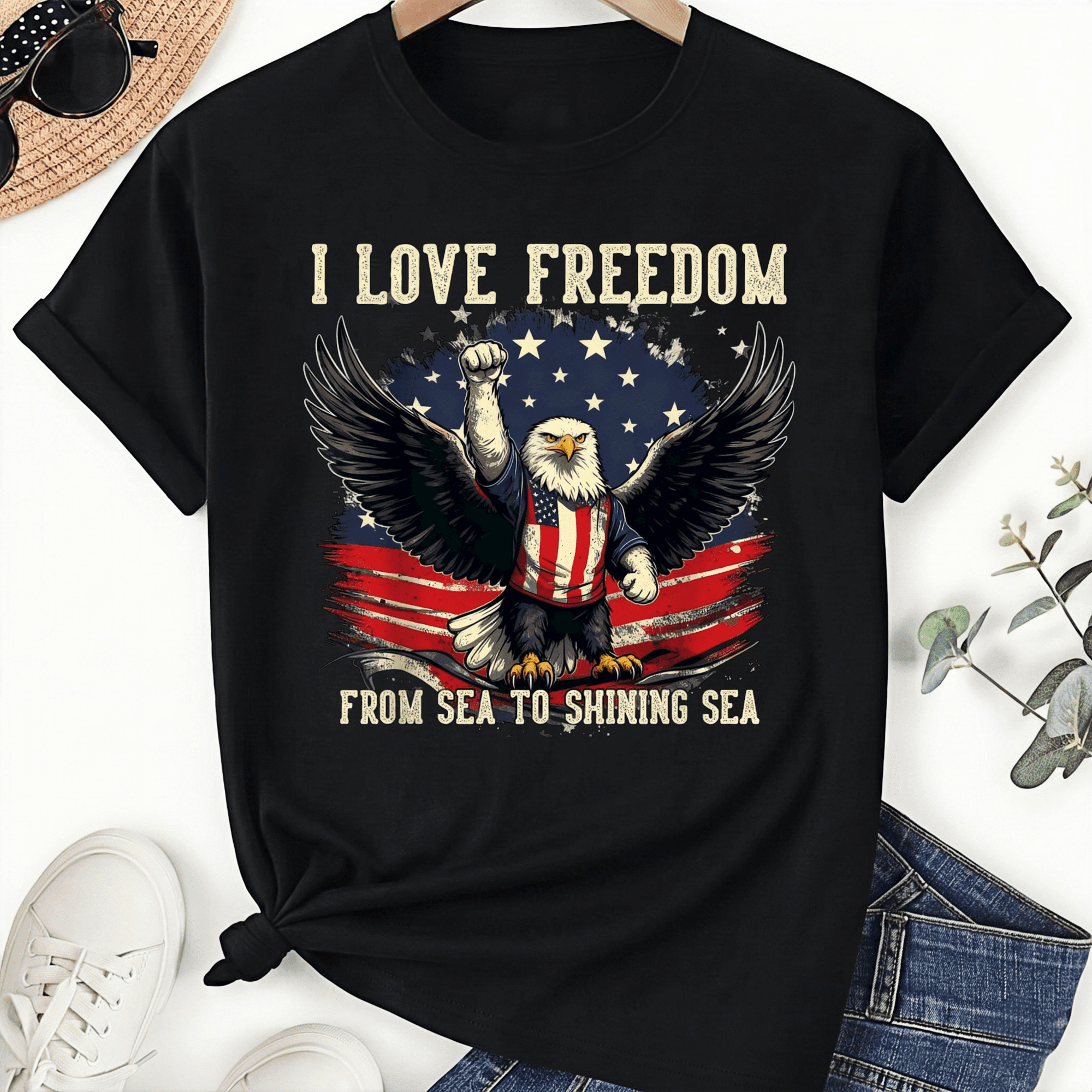 4th of july I Love Freedom Bald Eagle Muscle Vest Unisex T-Shirt ...