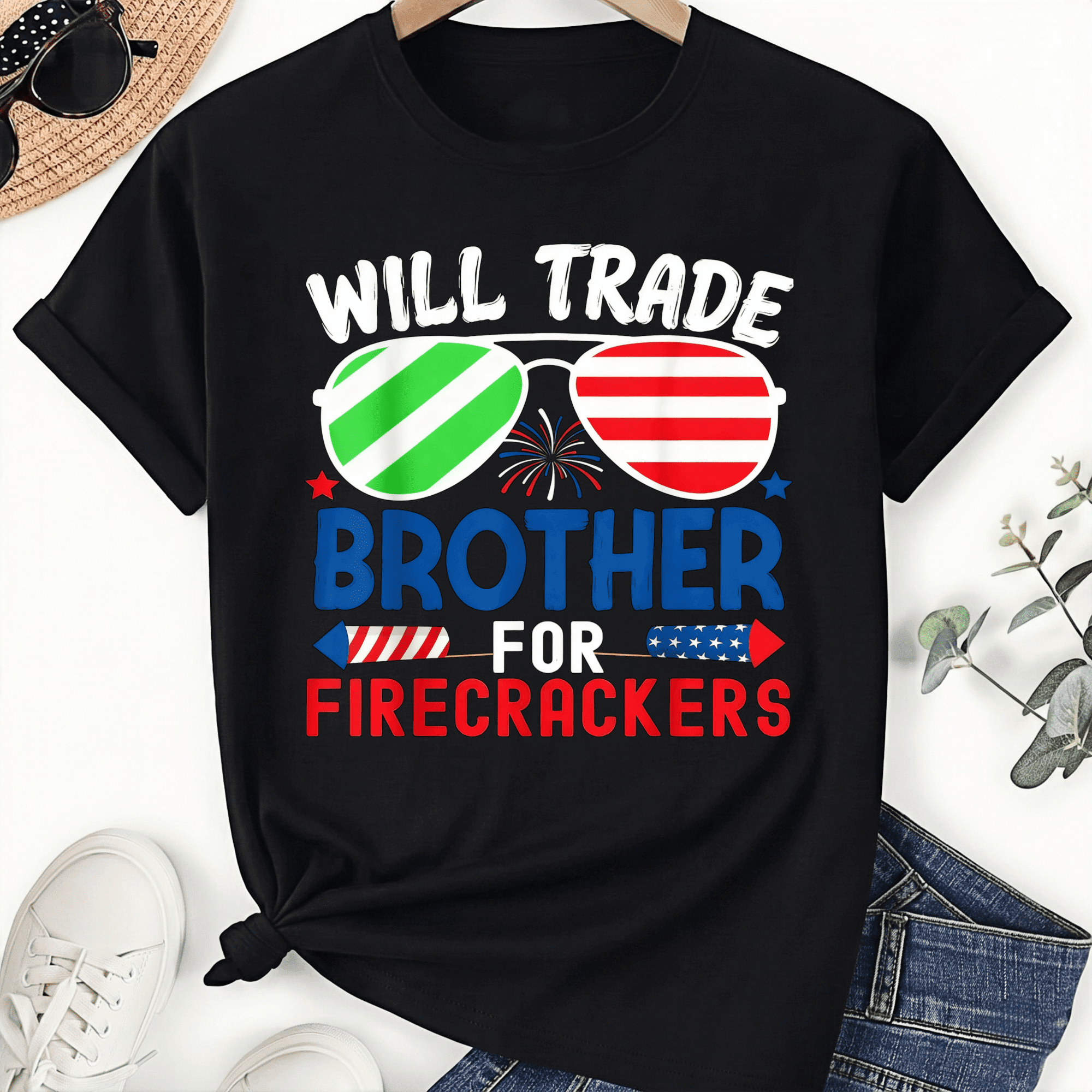 4th of july Will Trade Brother For Firecrackers Humor Unisex T-Shirt ...