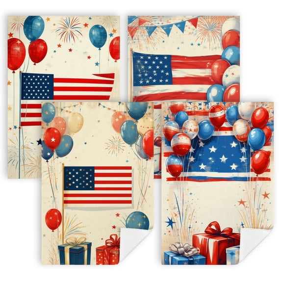 4th of july dish towels for kitchen an american flag with balloons and ...
