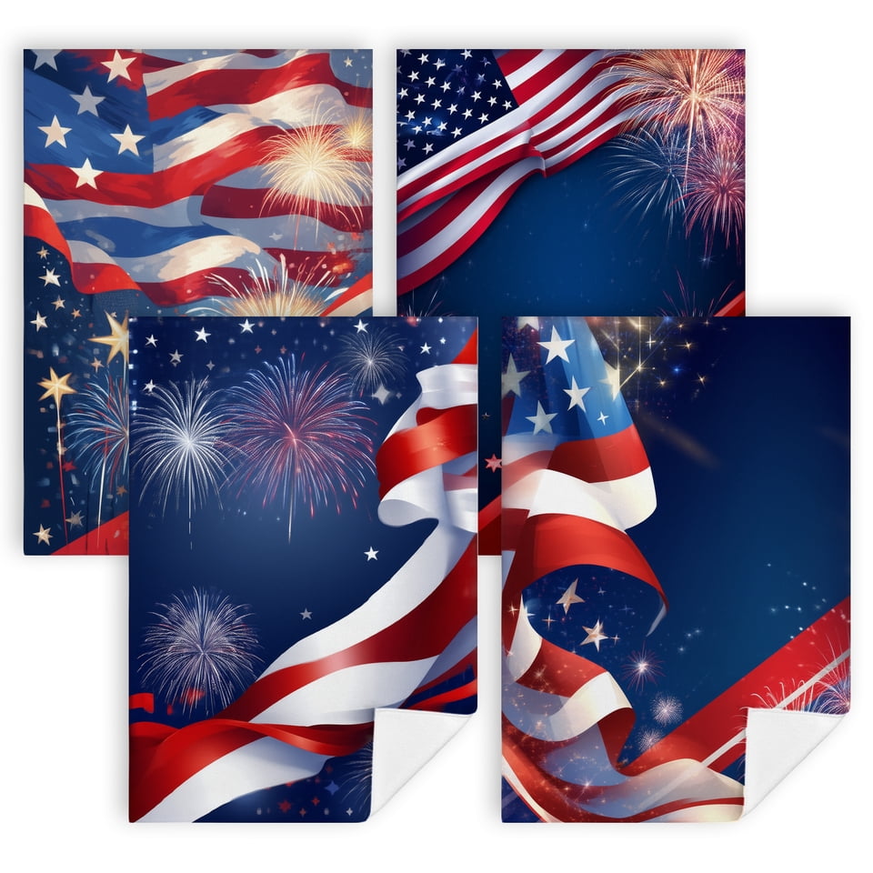 4th of july dish towels for kitchen an american flag with fireworks in ...