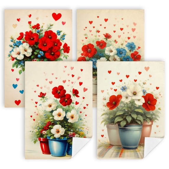 4th of july hand towel A vase filled with red and white flowers ...