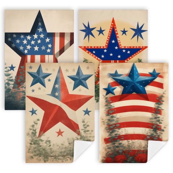 4th of july hand towels for kitchen A large star with an american flag ...