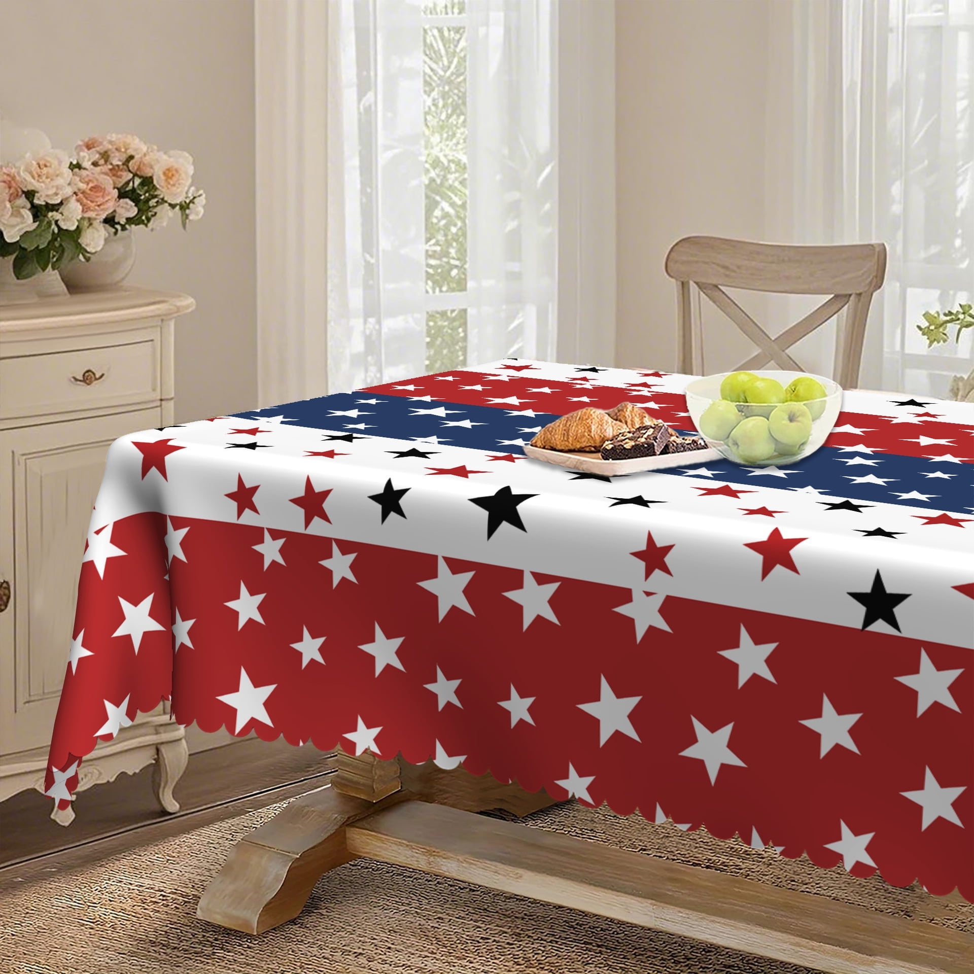 4th of July Tablecloth 60 x 86 Inch,Disposable Red White and Blue ...