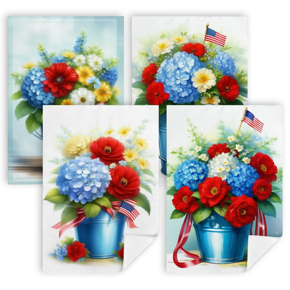 4th of july towels for kitchen A blue bucket filled with red white and ...