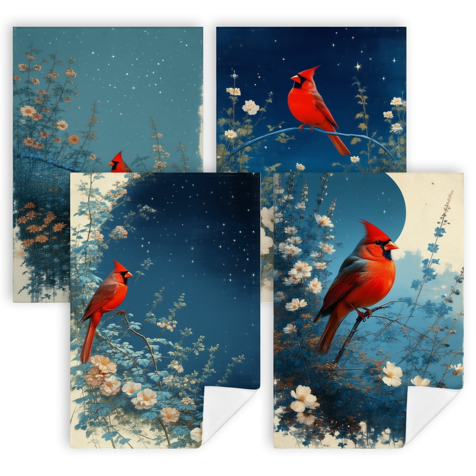 4th of july towels for kitchen A red bird sitting on top of a tree ...