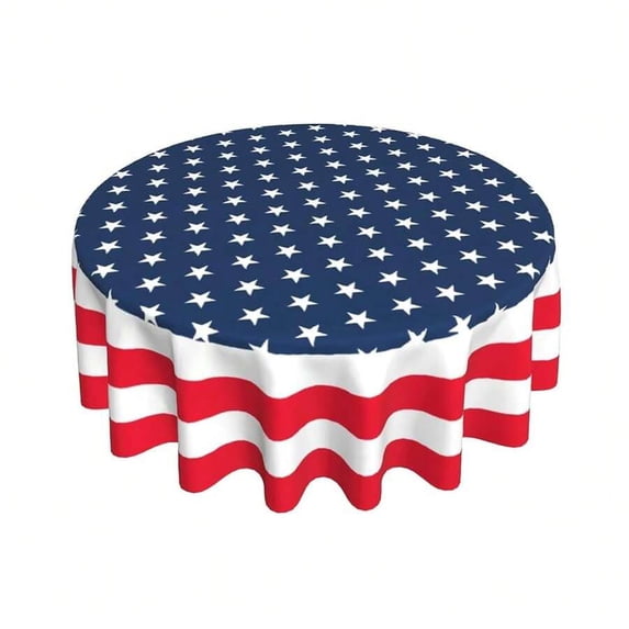 4thofJuly3 Patriotic Stars And Stripes Round Tablecloth 60 Inch ...