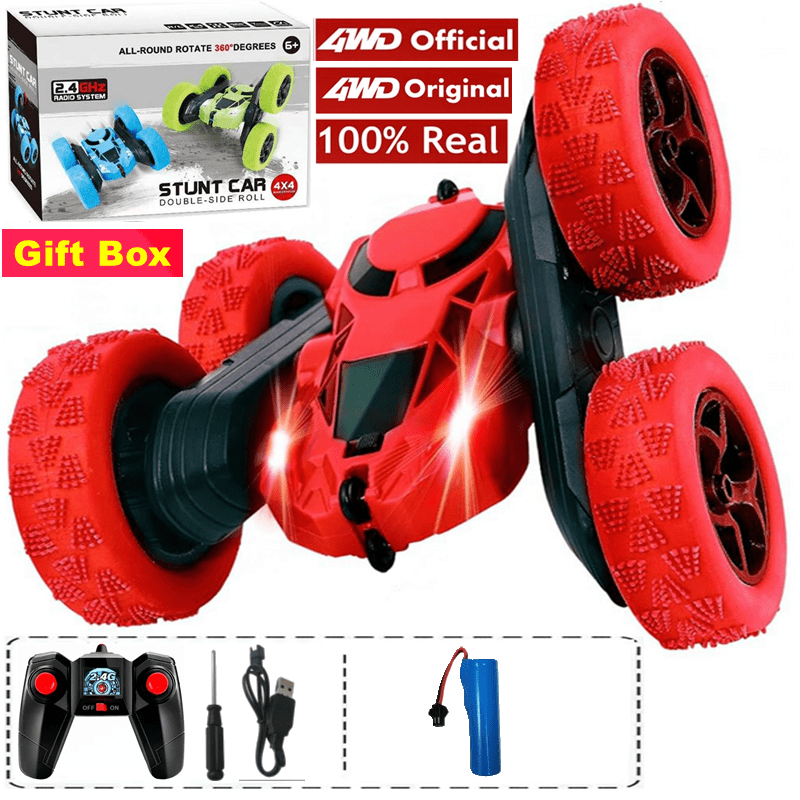 4wd remote control stunt car children double sided 360 rotating rolling twist off road rc drift ...
