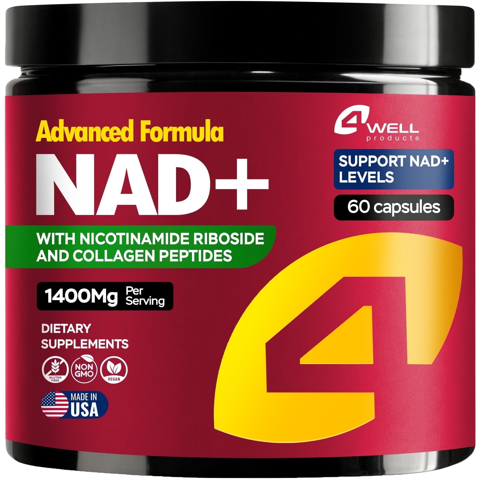 4well NAD Plus Supplement 1400mg Supports Healthy Aging Complex - NAD ...