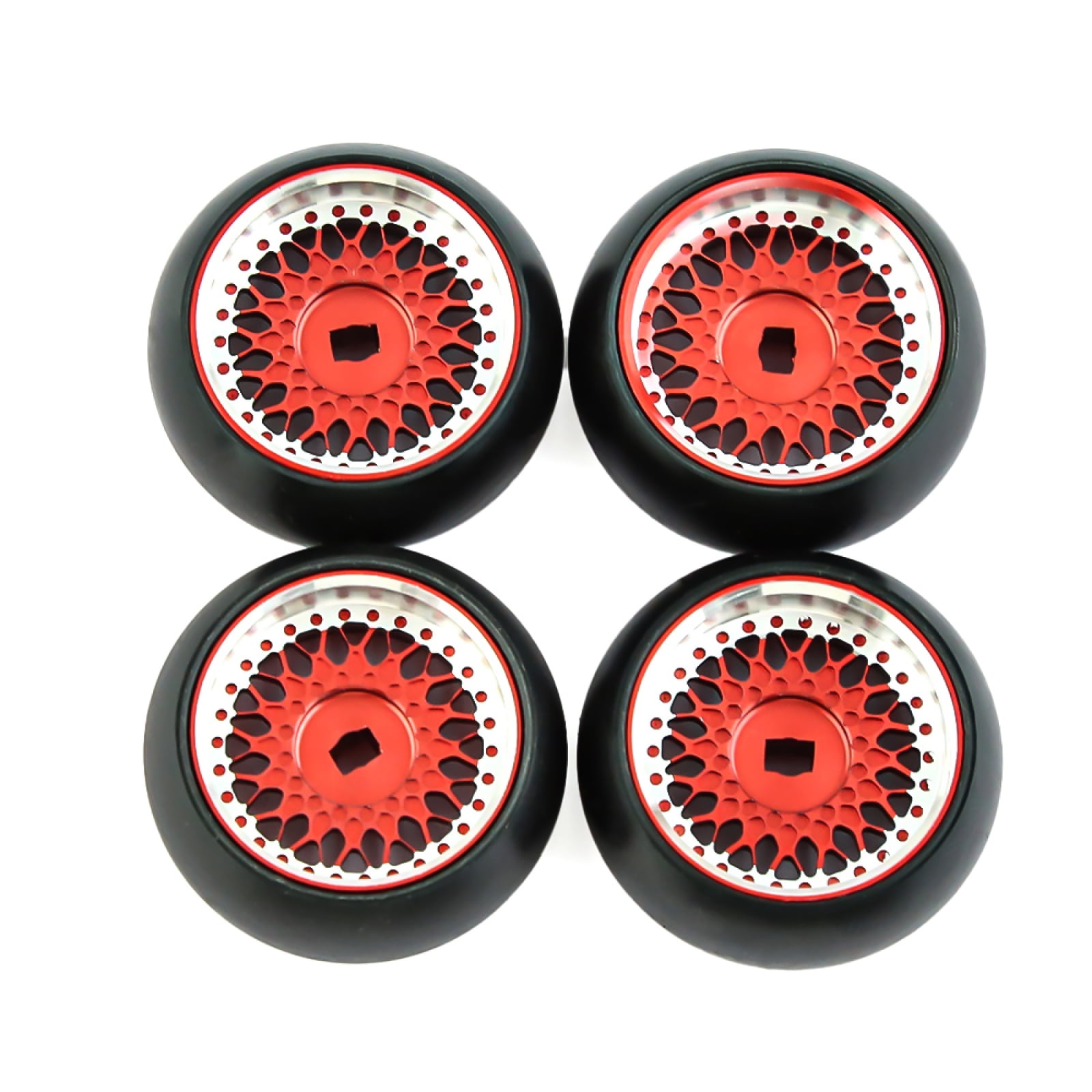 4x 1/28 Racing RC Drift Tires Metal Wheels Rim with Rubber Tires RC ...