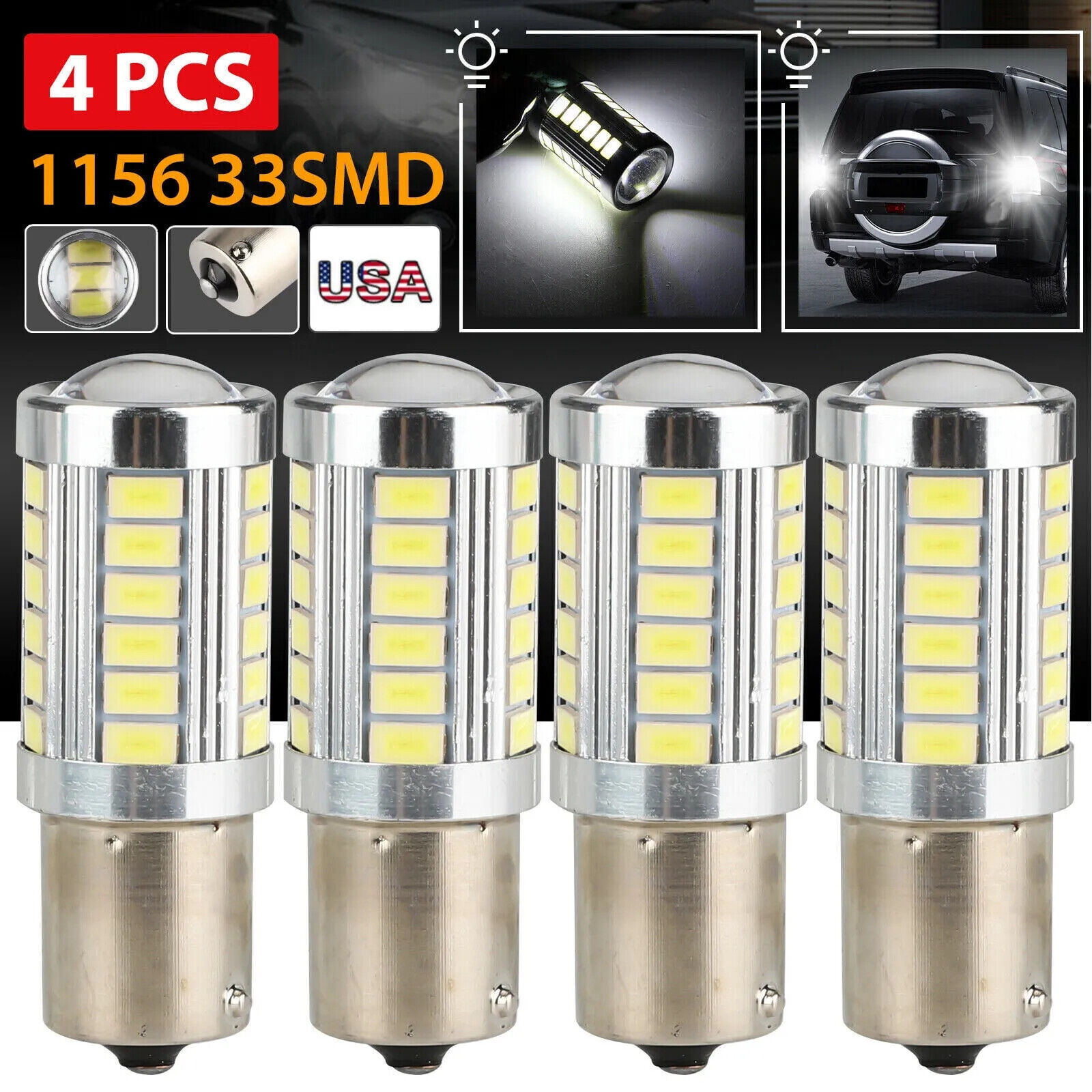 4x 1156 BA15S 33SMD LED Interior Light Bulb Tail Brake Reverse Turn Signal M - Walmart.com
