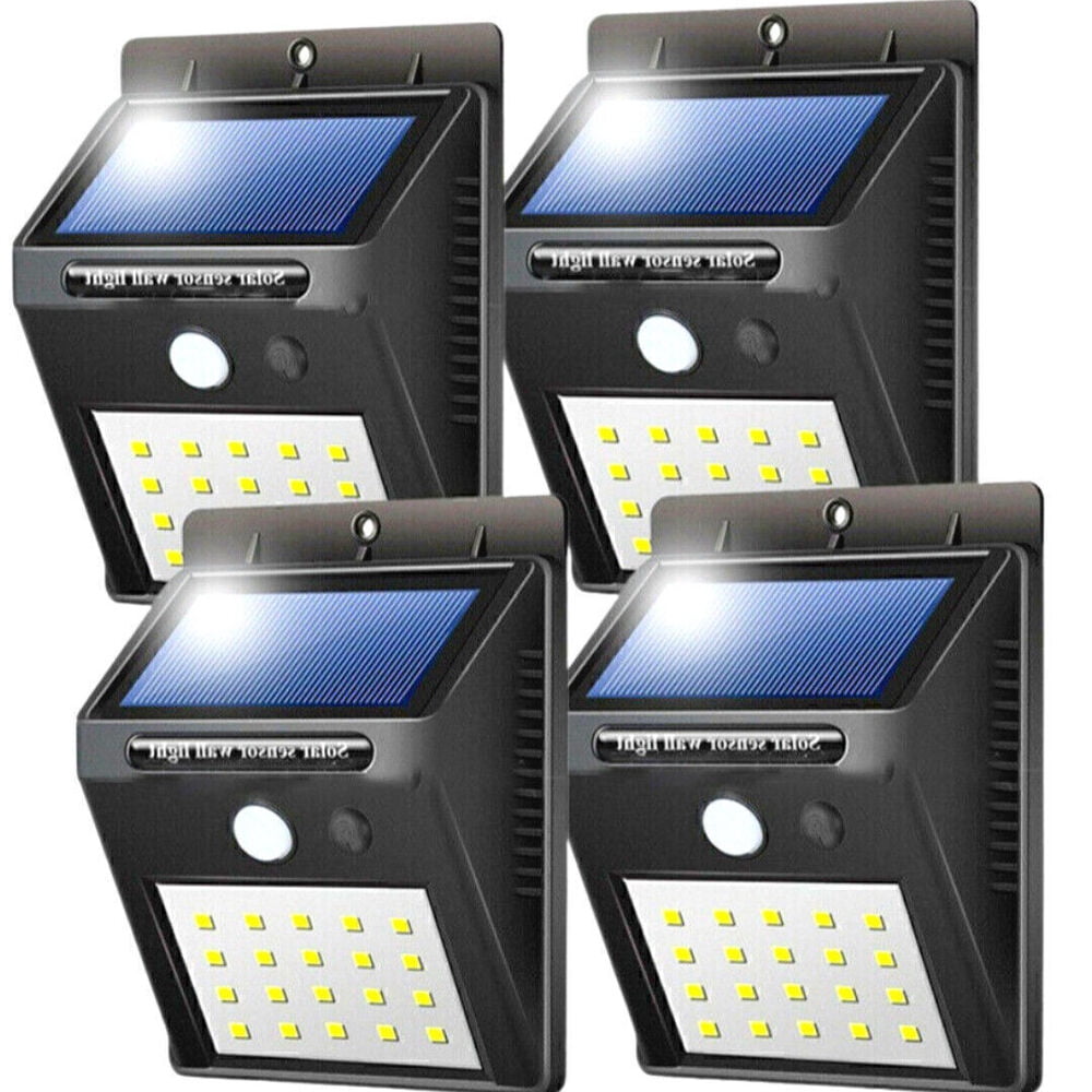 4x 20 LED Solar Power Wall Light Waterproof Outdoor PIR Motion Sensor ...