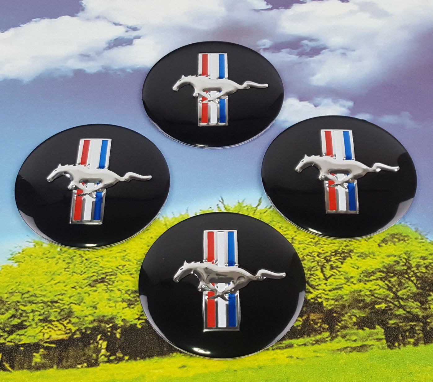 4x 56mm 2.2" US Ford Mustang Horse Wheel Center Hub Cap Emblem Sticker ...