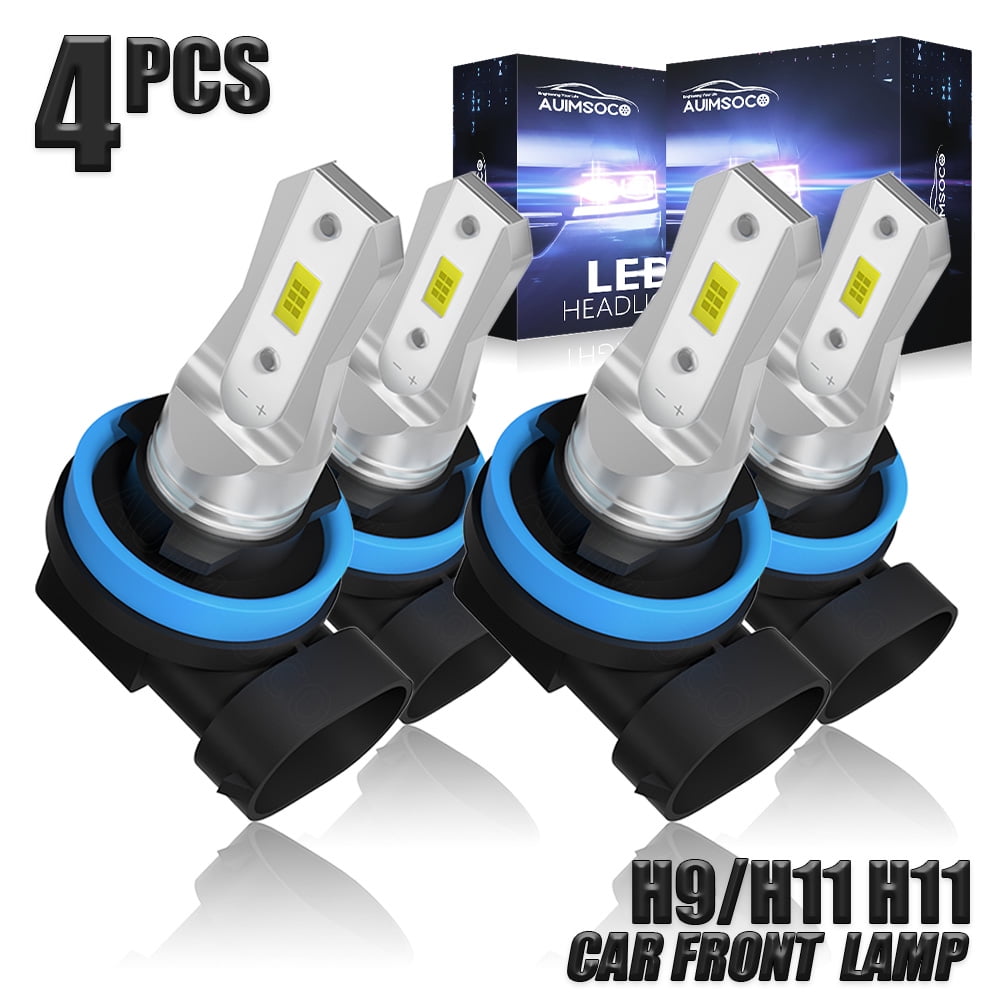 4x AUIMSOCO Combo H9 H11 Car Front Light Bulbs H/L Bulb 6500K White ...