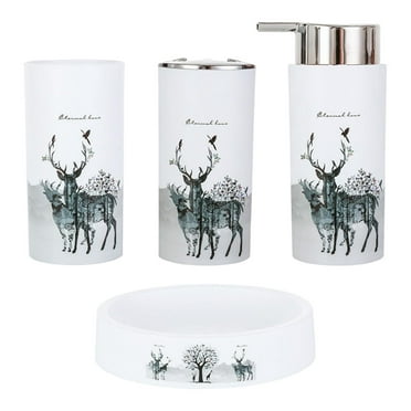 4 Piece Ceramic Bathroom Accessory Set, Toothbrush Holder, Soap ...