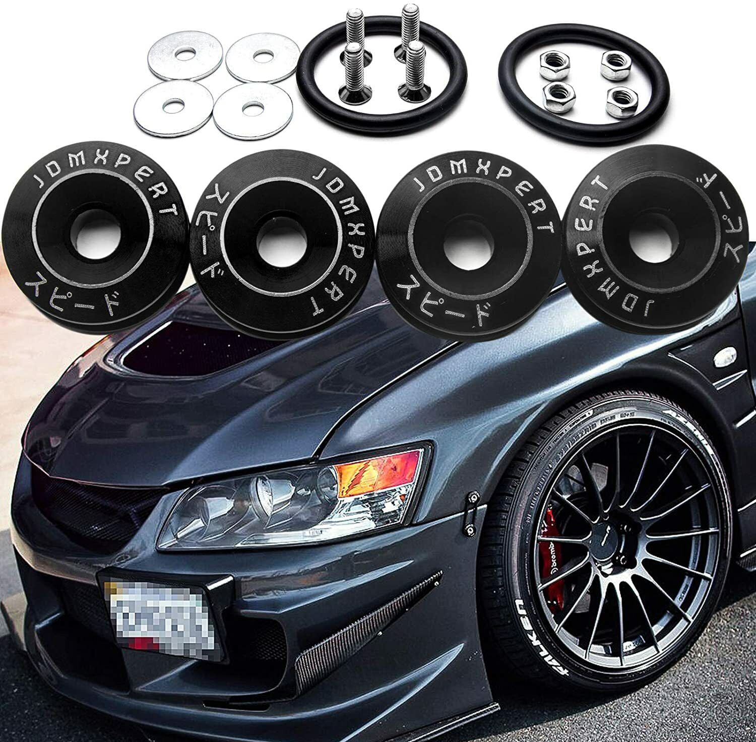 4x Black JDM Aluminum Quick Release Fasteners Bumper Trunk Fender Hatch ...