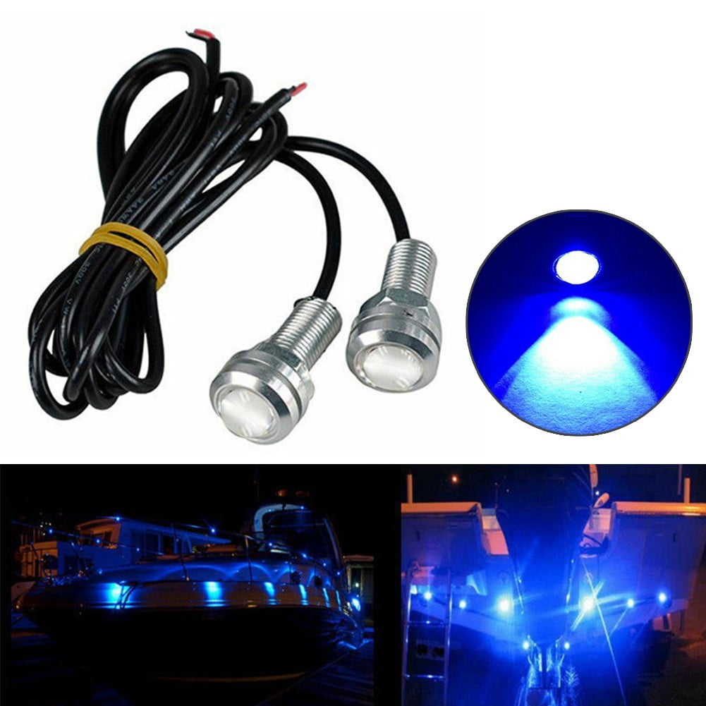 4x Blue LED Boat Light Silver Waterproof Underwater Fit Seadoo GTX ...