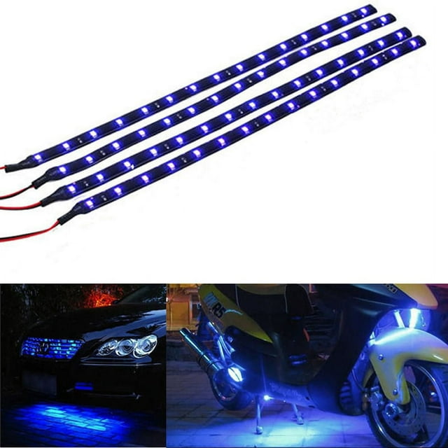 4x Blue LED Light Strip 12V DC Car/Truck/ATV/Motorcycle/Boat/Golf Cart ...