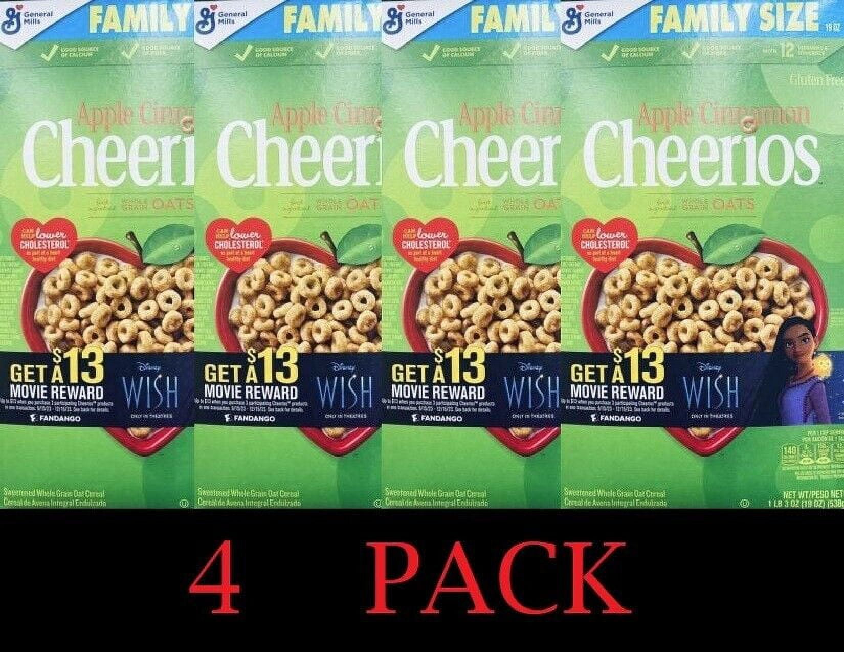 4x CHEERIOS FAMILY SIZE APPLE CINNAMON Gluten Free Whole Grain Oats ...
