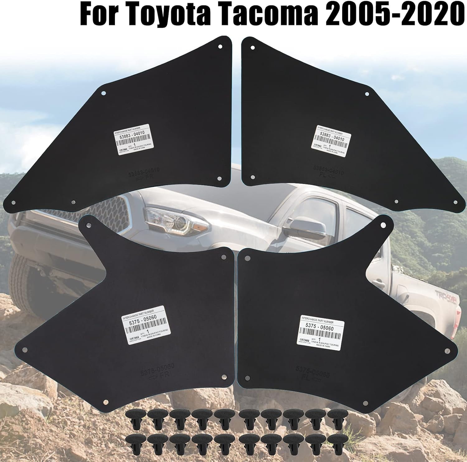 Toyota Tacoma 2005-2020 4x Fender Liner Mud Flaps Splash Guards, OE ...
