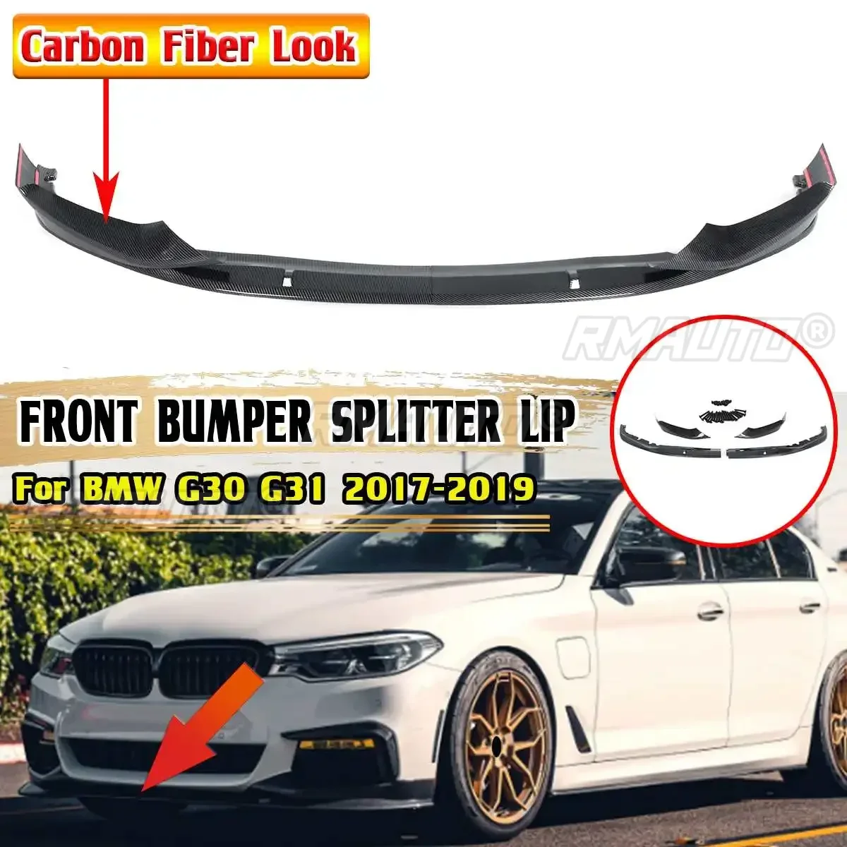 4x Car Front Bumper Lip Spoiler Splitter Surround Molding Cover For BMW ...