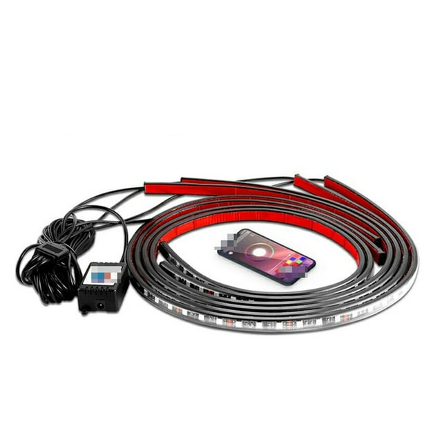 4x Car Underglow Flexible Strip LED Remote /APP Control RGB LED Strip ...